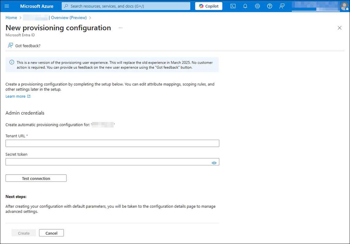 Configuring the Provisioning for the Application Created